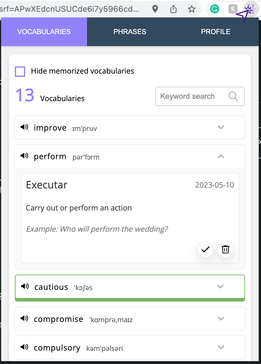 HighVocab - Browser (Chrome, Edge) Extension